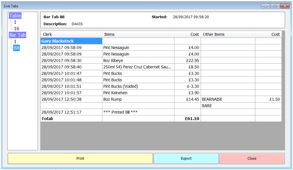 Live Tabs Report - Active Workspace