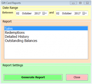 Gift Card Reports - Active Workspace