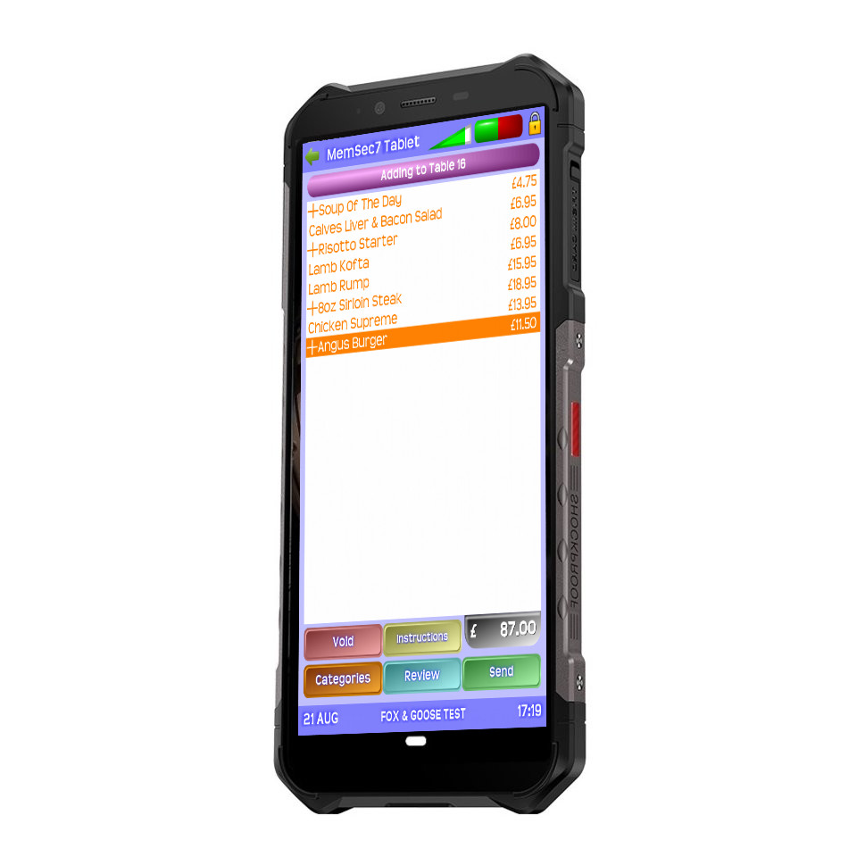 Handheld waiter pads - Memsec7 restaurant table ordering device