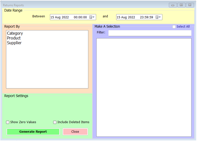 Returns Reports - Active Workspace
